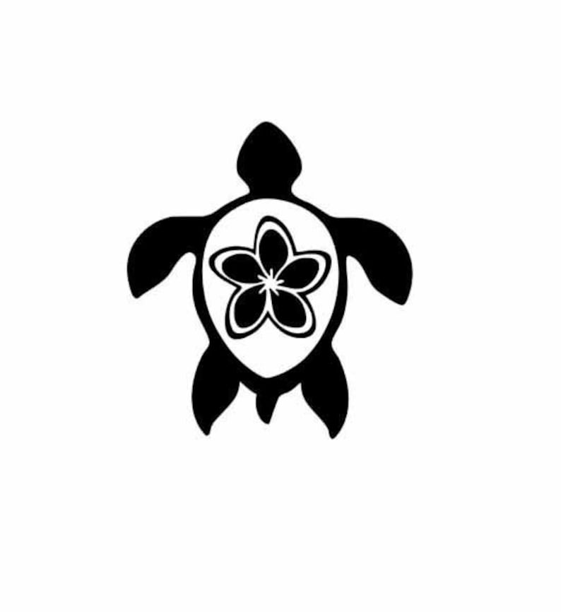 Plumeria Honu Turtle Permanent Adhesive Vinyl Decal Flower - Etsy