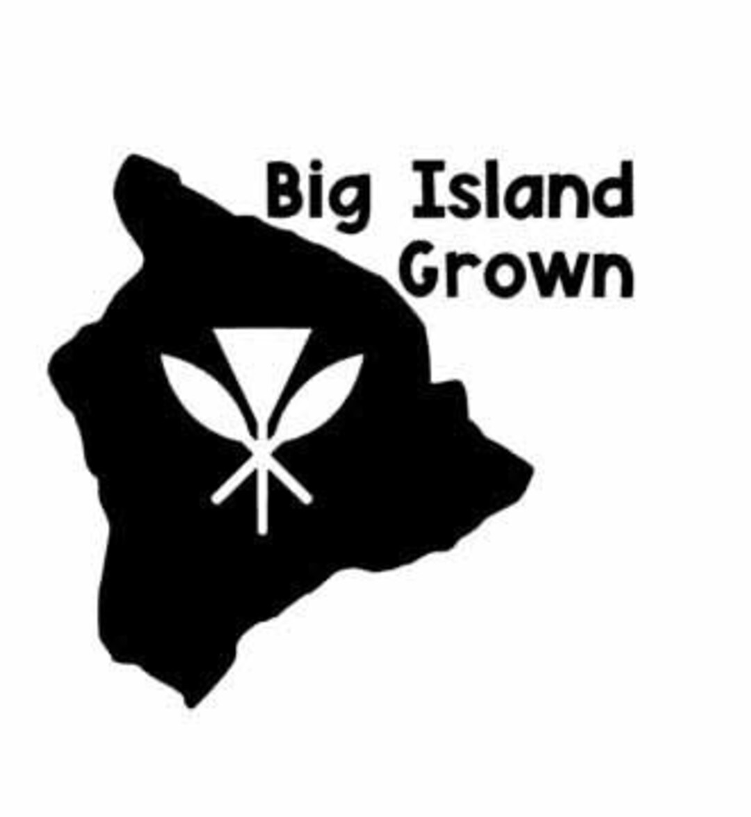Big Island Grown Permanent Adhesive Vinyl Decal, Car Window Decal ...