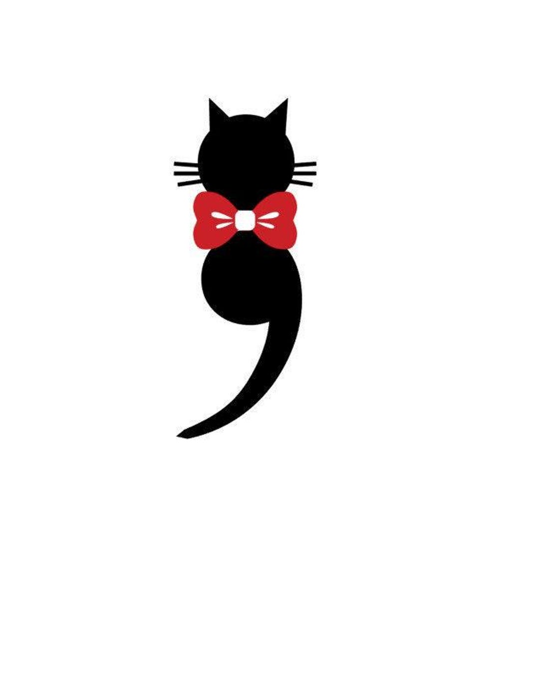 Semicolon Cat Permanent Adhesive Vinyl Decal, Car Window Decal, Laptop ...