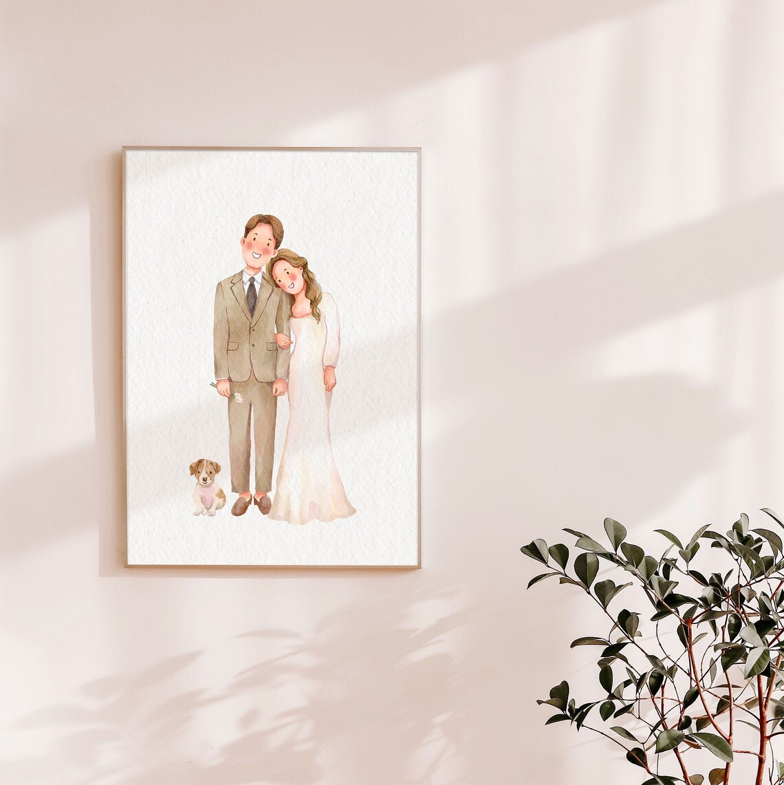 Custom Wedding Portrait Custom Couple Portrait Illustration | Etsy