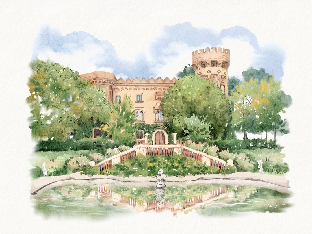 Custom Digital Watercolor Wedding Venue Illustration Custom - Etsy