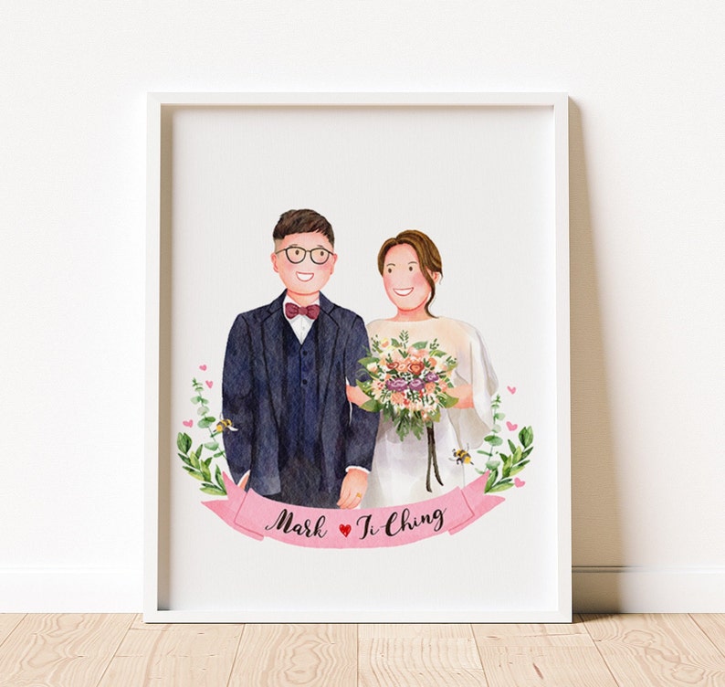 Custom Wedding Portrait, Custom Couple Portrait Illustration, Wedding ...
