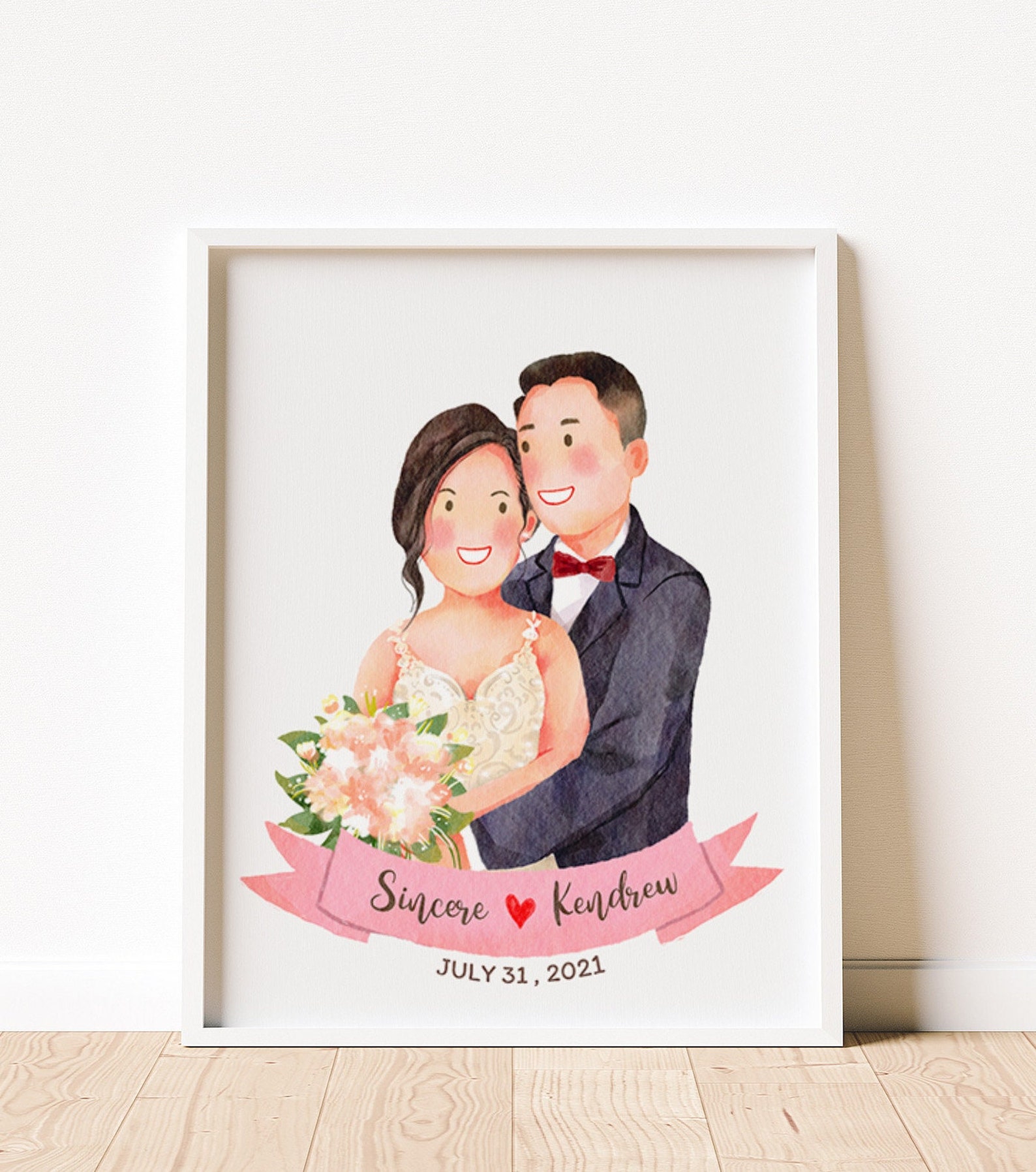 Custom Wedding Portrait Custom Couple Portrait Illustration - Etsy