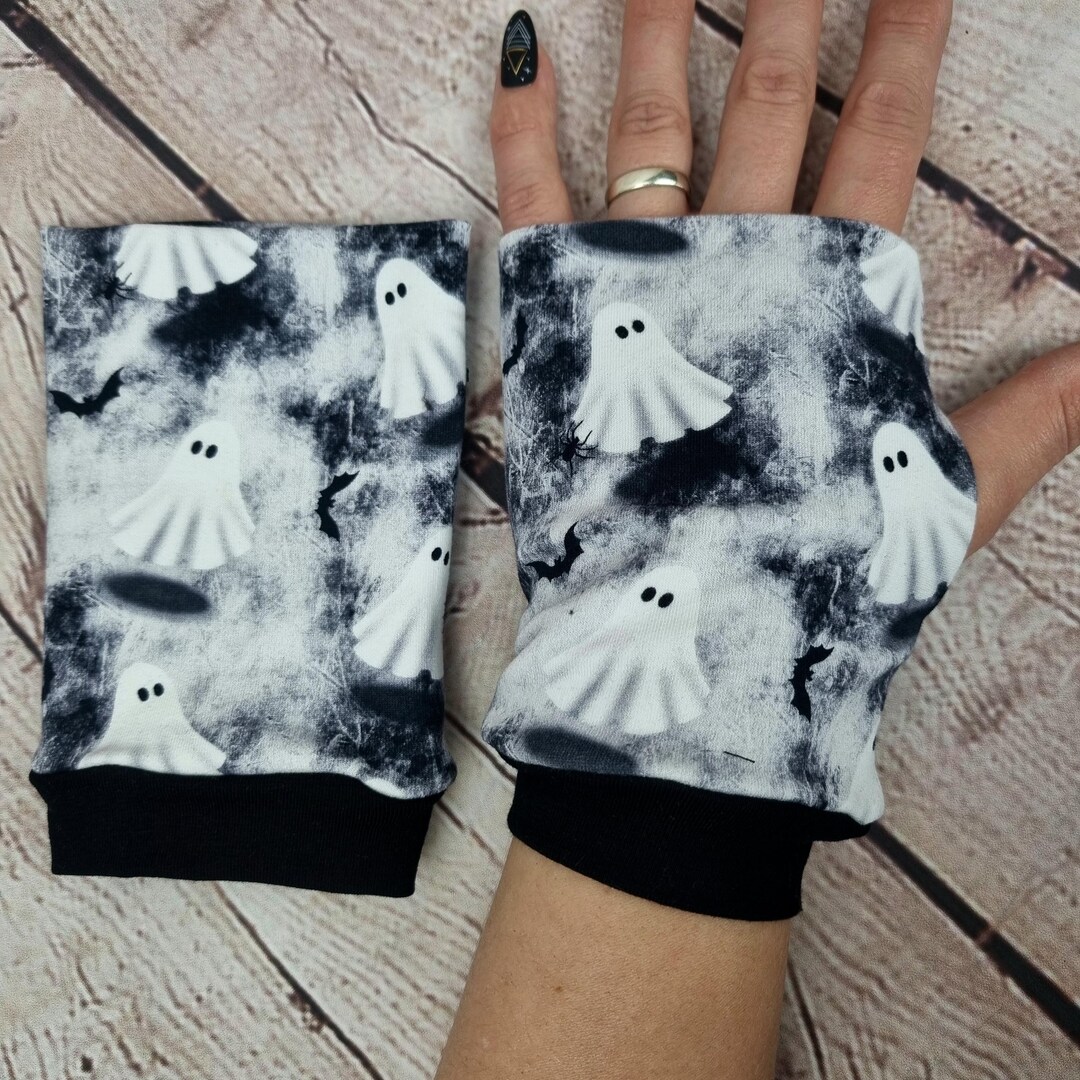 Ghost Fingerless Gloves, Teen Emo, Wrist Warmers, Gift for Her ...