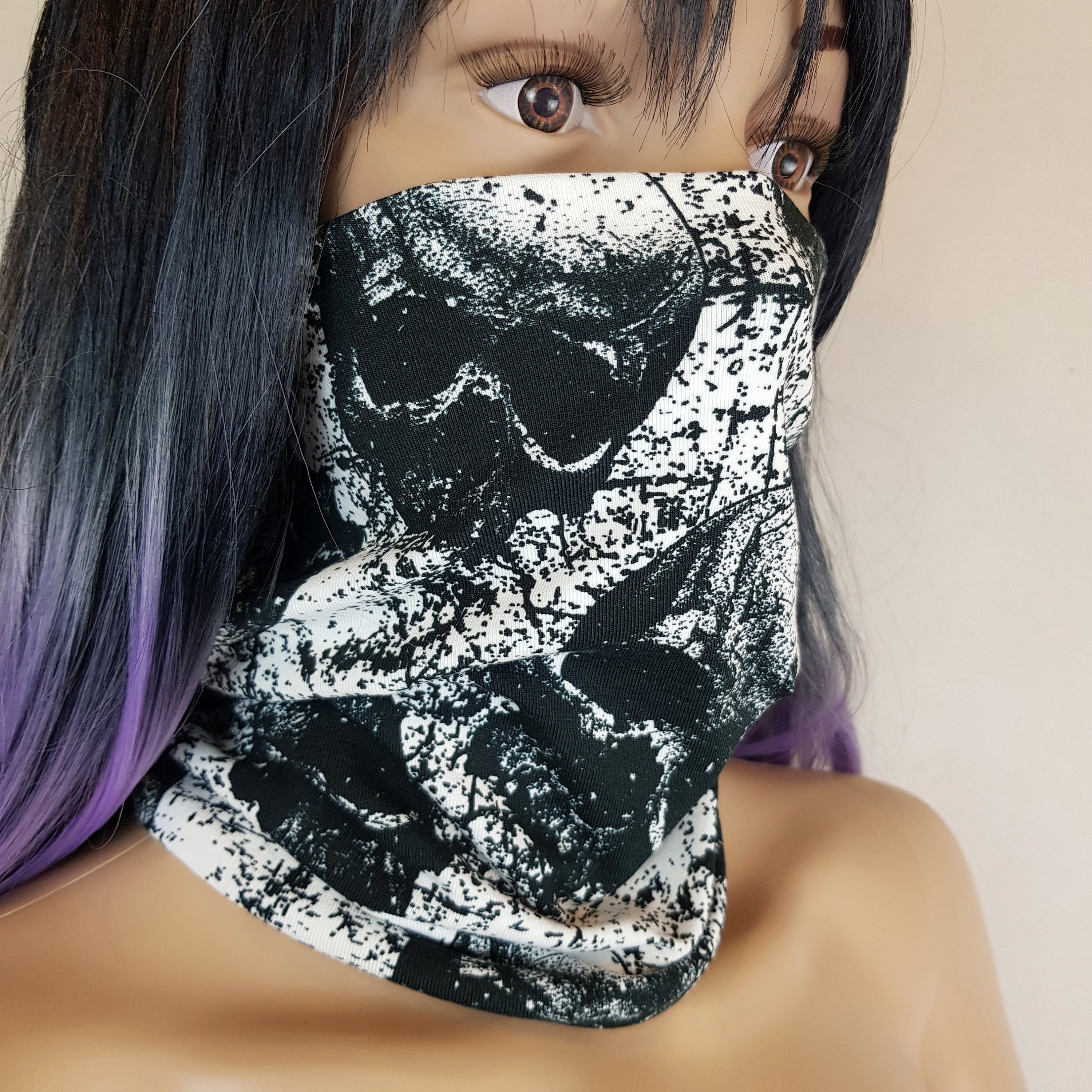 Skull face cover reusable skeleton jersey snood washable | Etsy