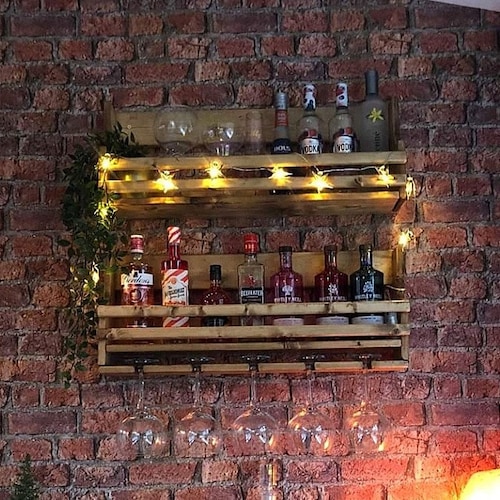 Handmade Bespoke Reclaimed Wooden Floating Gin Shelf and - Etsy UK