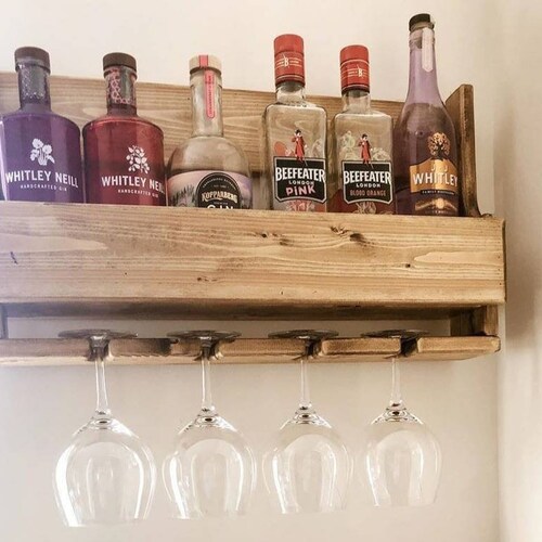Wall Mounted Home Bar Drinks Rack Gin Rack Cocktail - Etsy UK