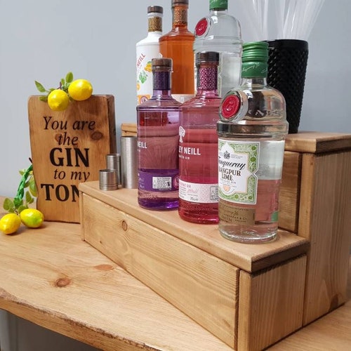 Reclaimed Spirit Liquor Tiered Display Shelf Wood Bottle - Etsy UK