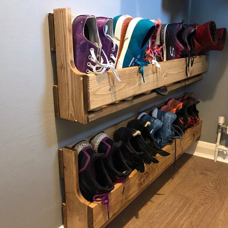 Rustic Shoe Storage Idea Sustainable Reclaimed Wooden Wall - Etsy