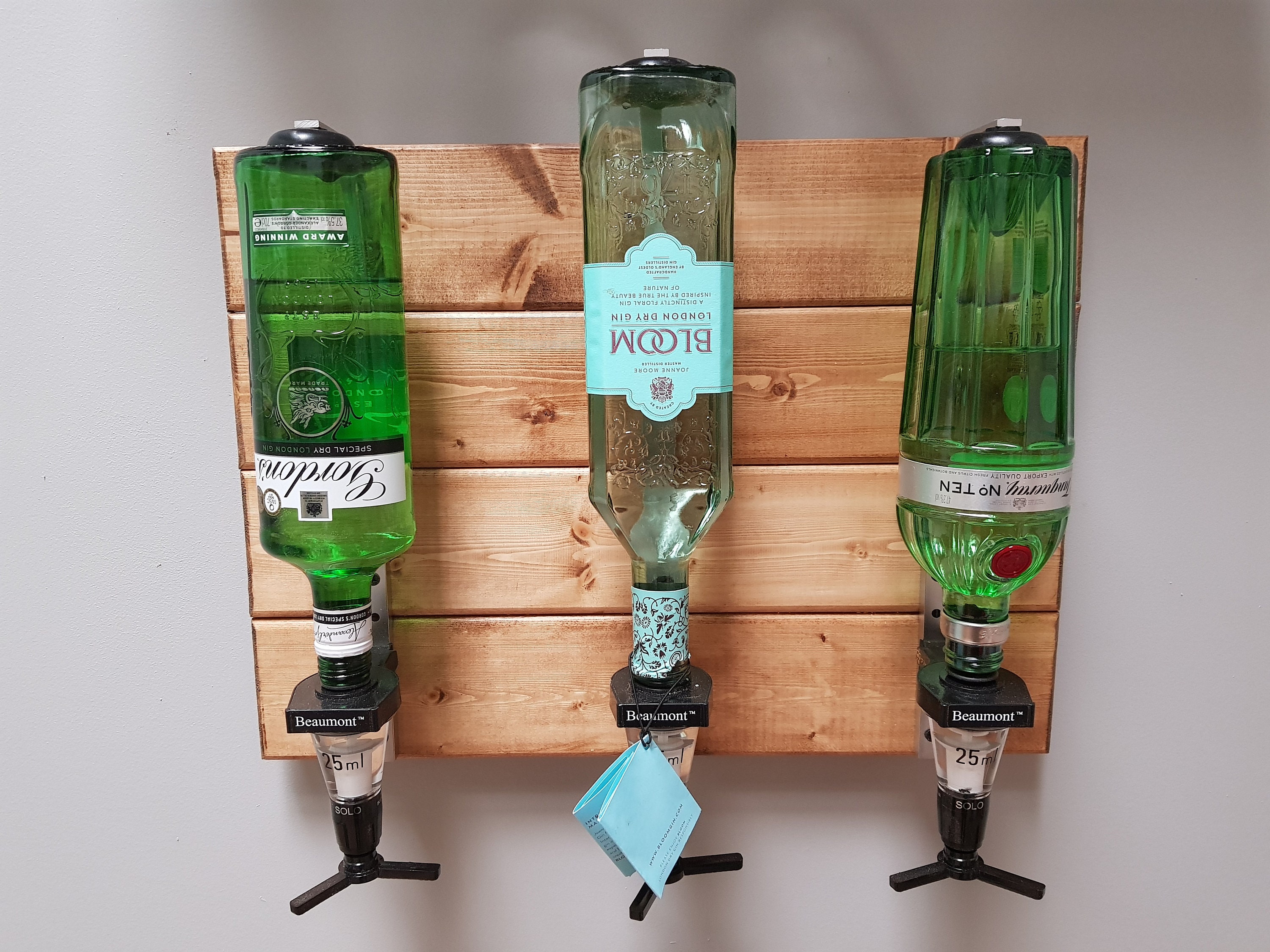 Home Bar - Reclaimed Wooden Drinks Optics Plaque - Spirit Display Unit ...
