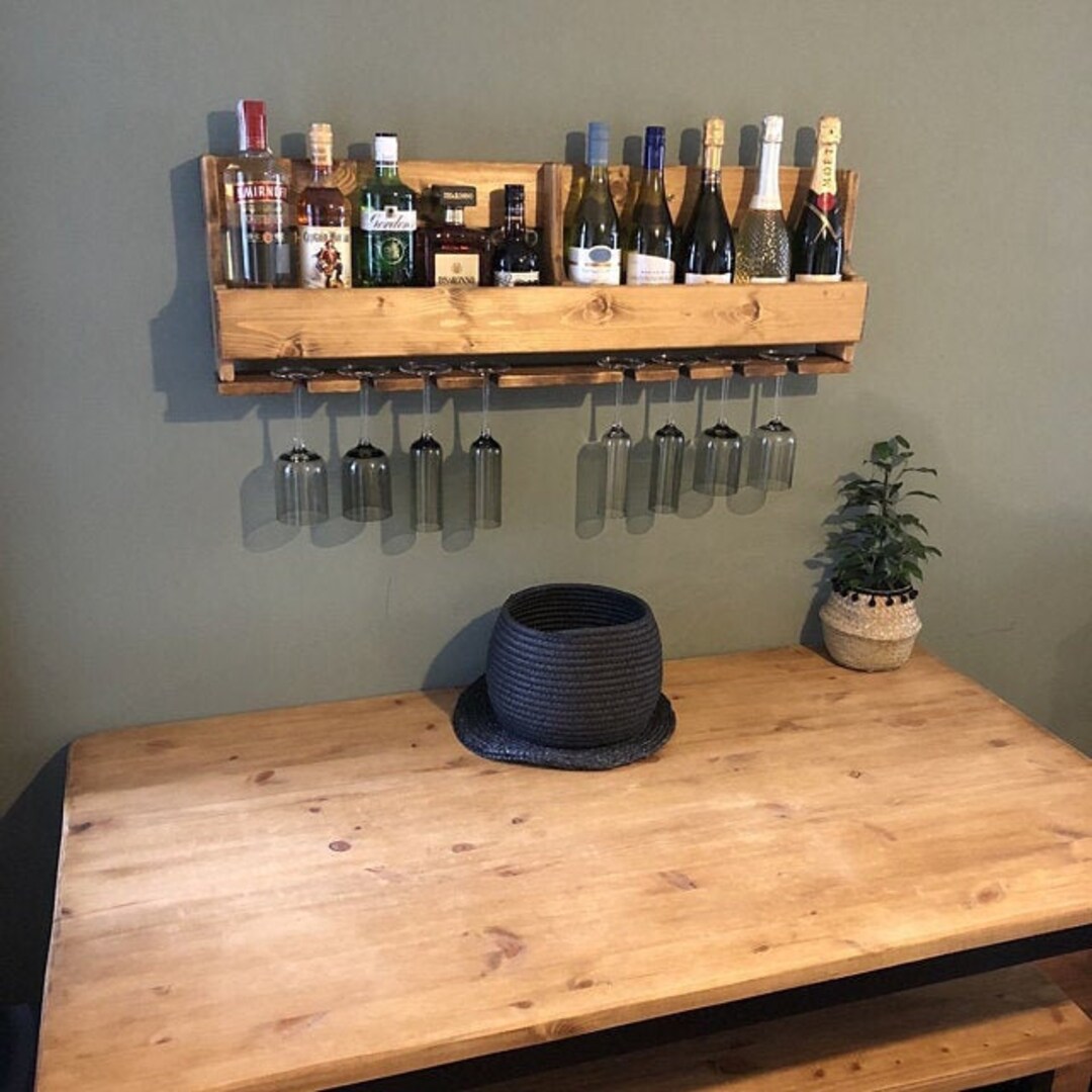 Wall Mounted Home Bar, Drinks Rack, Gin Rack, Cocktail Cabinet, Wine ...