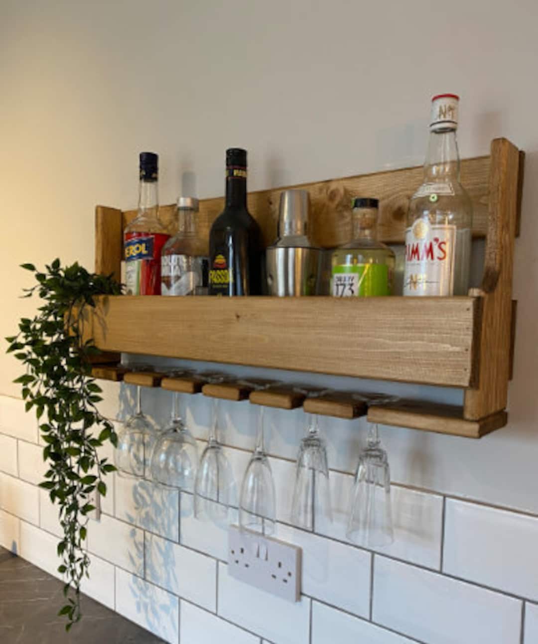 Wall Mounted Drinks Rack, Gin Shelf, Spirit Cabinet, Wine, Vodka ...