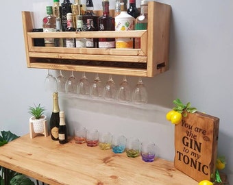 Wall Mounted Home Bar Drinks Rack Gin Rack Cocktail | Etsy UK