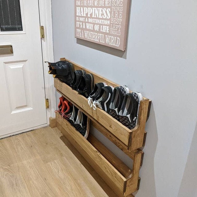 Rustic Shoe Storage Idea Sustainable Reclaimed Wooden Wall - Etsy