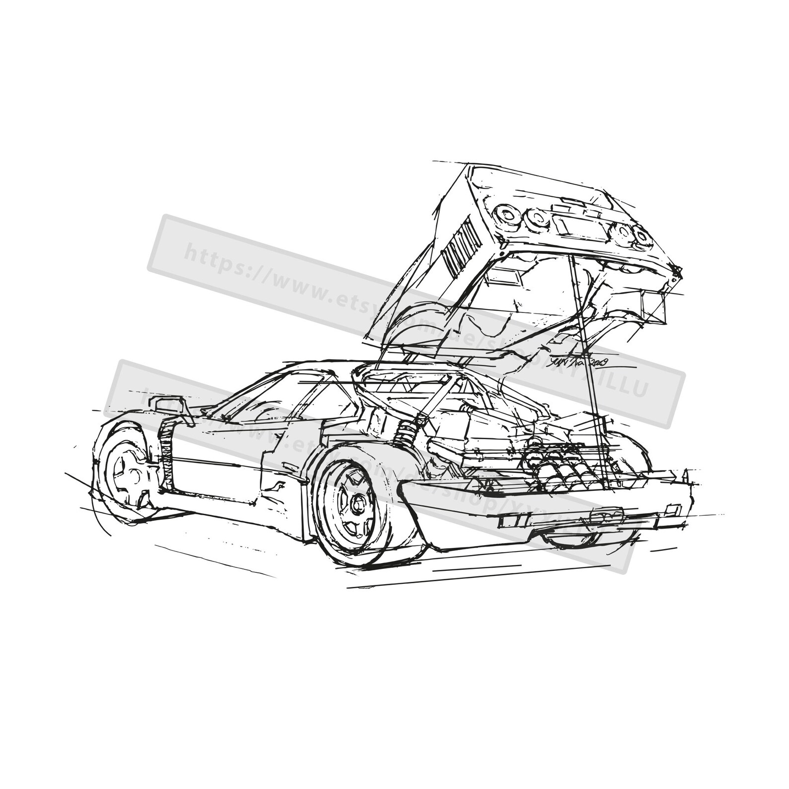 Ferrari F40 sketch Car Auto digital svg/png/jpg/pdf/psd | Etsy