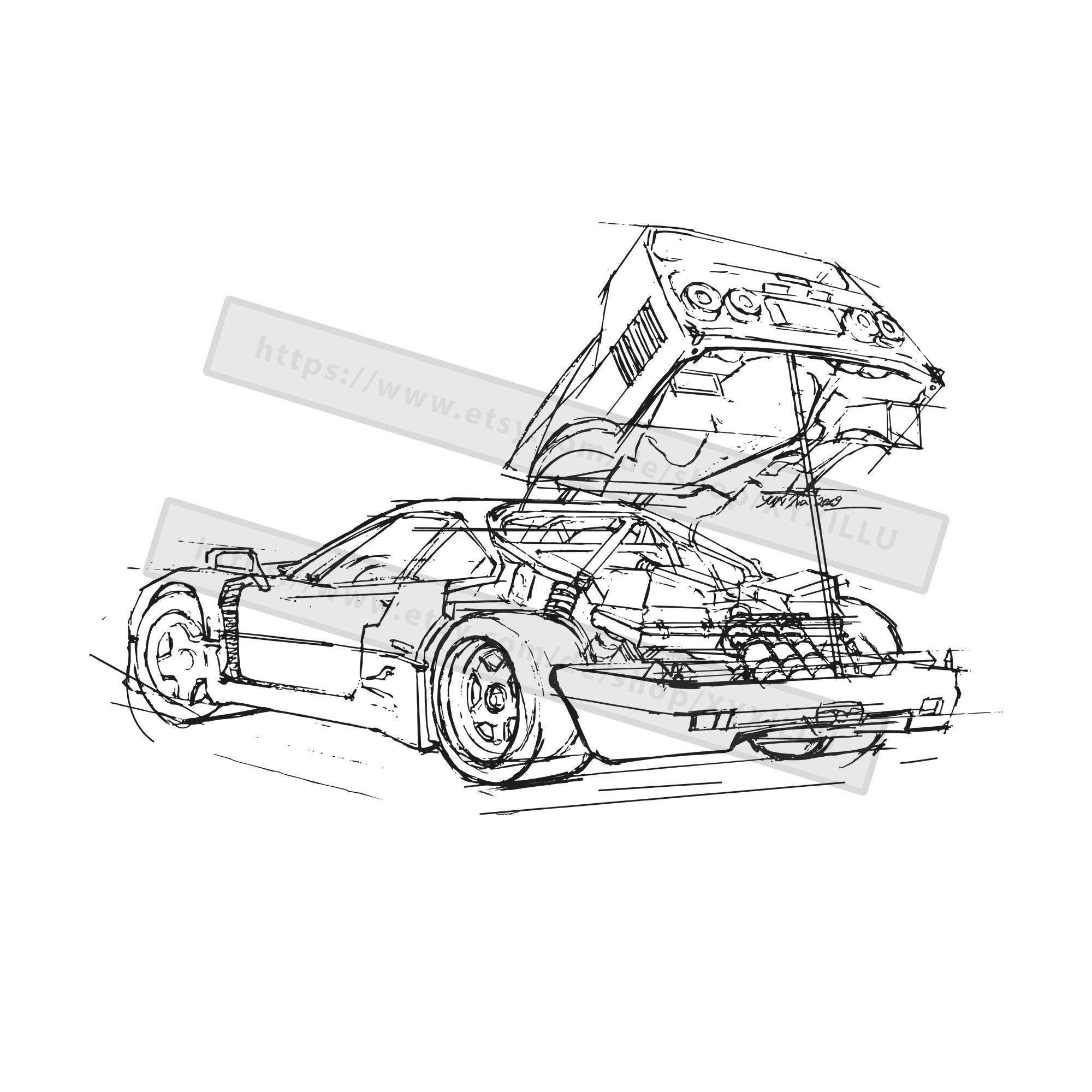 Ferrari F40 sketch Car Auto digital svg/png/jpg/pdf/psd | Etsy