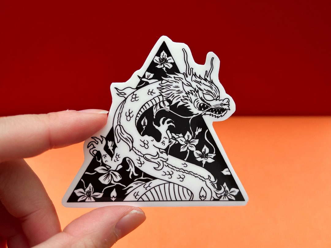 Oriental Dragon Vinyl Stickers - Asian Cherry Blossom Dragon Stickers ...