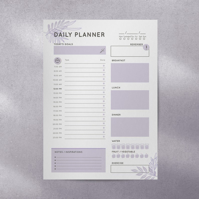 Hourly Daily Planner, Instant Download, Useful Daily Planner Printable ...