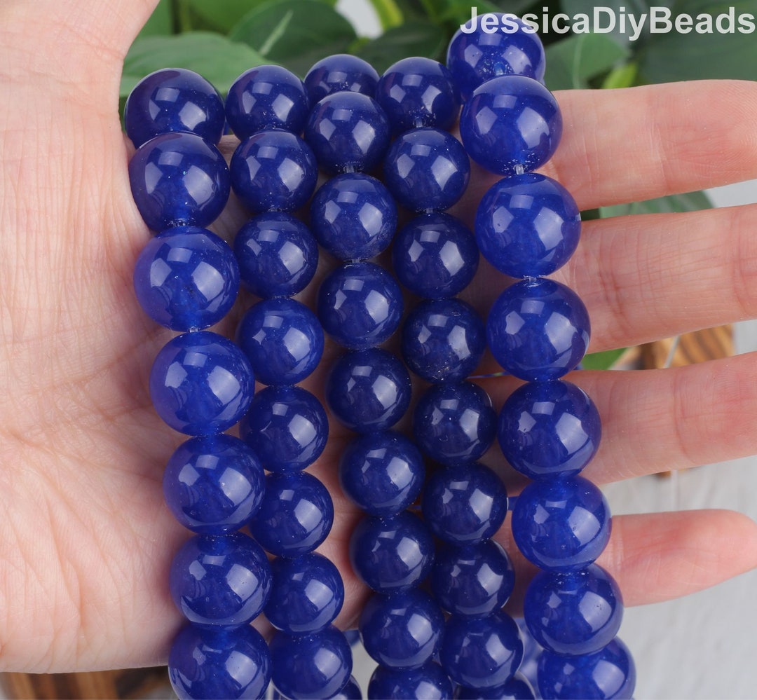 Deep Royal Blue Color Jade Beads, 4-12mm Dark Blue Jade Loose Beads, DIY Jewelry Supplies,round ...