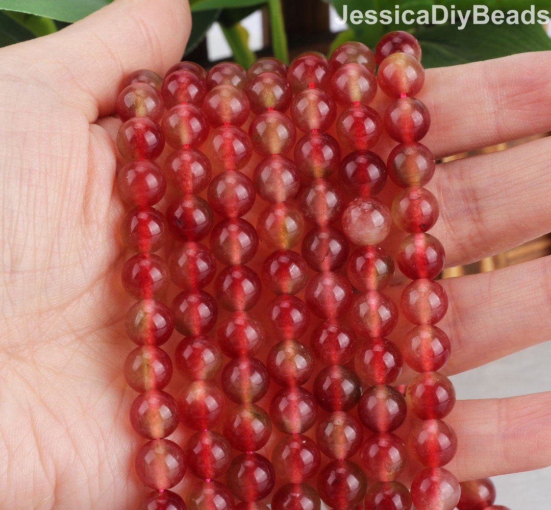 Watermelon Red Color Jade, Healing Energy Beads, 4-12mm Floating Flower ...