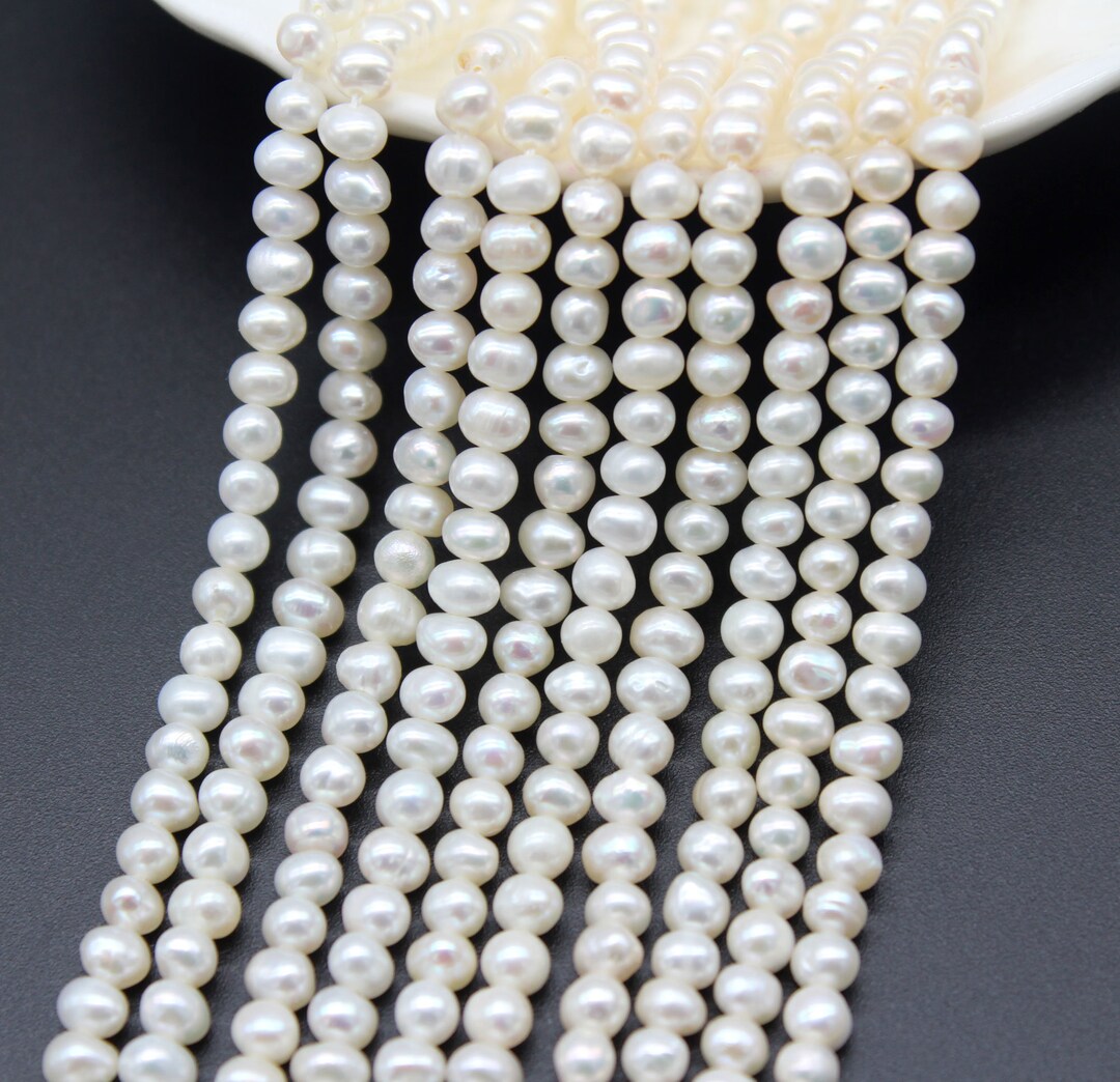 White Tiny Pearl Beads, 3-4mm Natural Freshwater Pearl Beads, Tiny Seed ...
