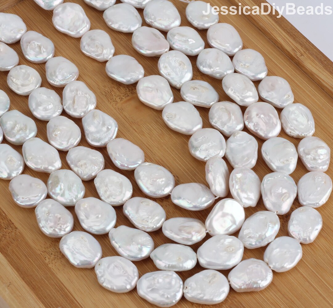Natural White Coin Pearls, 15-20mm Genuine Freshwater Button Pearls ...
