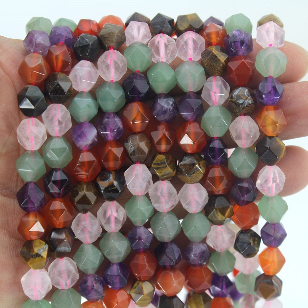 Mixed Color Star Cut Gemstones, Faceted Stone Beads, 7x8mm Loose Beads ...