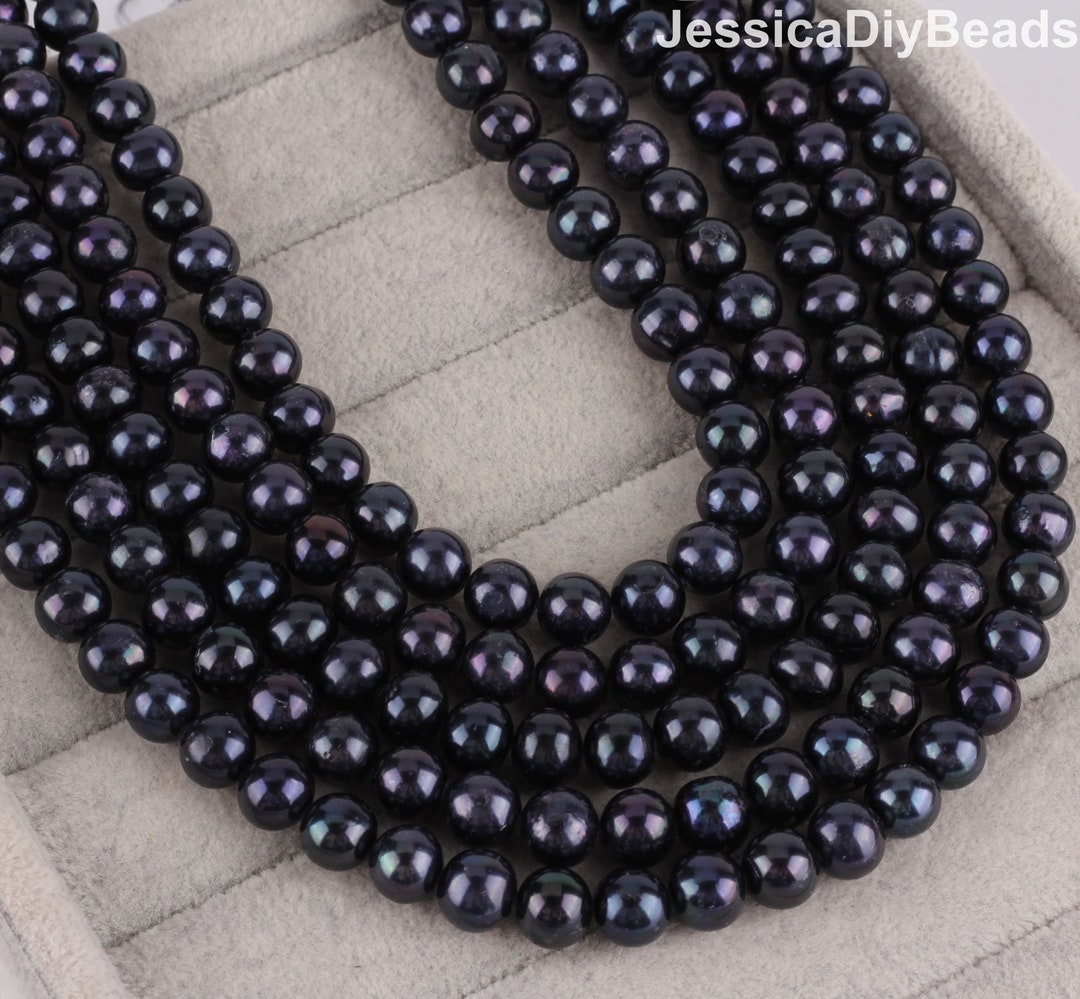 10-11mm Peacock Black Round Pearls, Loose Pearl Beads, Perfect Round ...