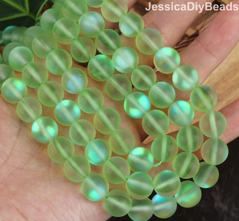 Synthetic Matte Light Green Spectrolite Gemstone, 6/8/10/12mm ...