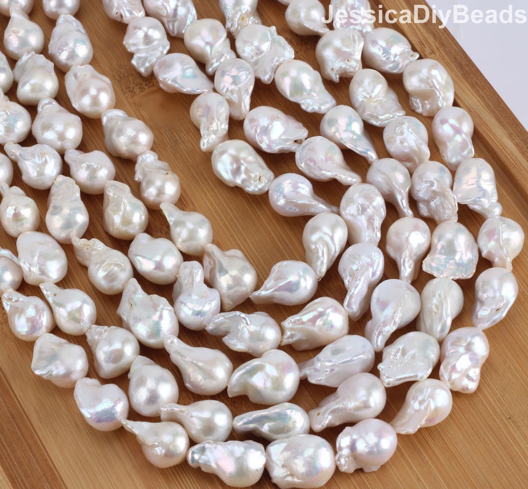White Baroque Teardrop Pearls, Natural Freshwater Pearls, 14-17x18-24mm ...