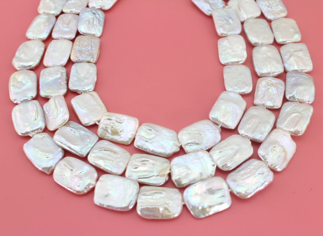 14-15x18-19mm Good Luster White Square Flat Freshwater Pearls ...