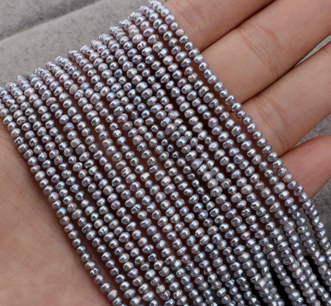 3mm Gray Small Rice Pearl Beads,wholesale Natural Freshwater Pearls ...