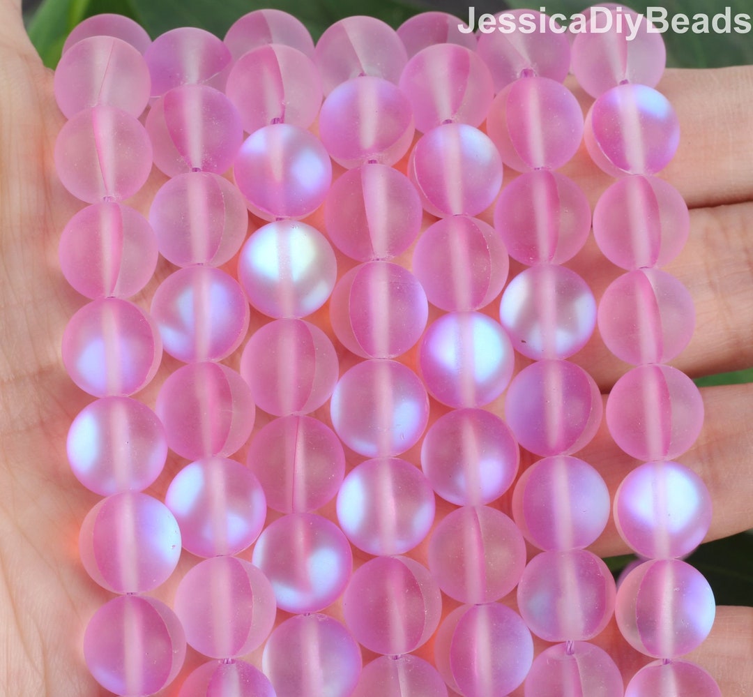 Synthetic Matte Rose Color Beads, Mystic Aura Quartz Beads, 6/8/10/12mm ...