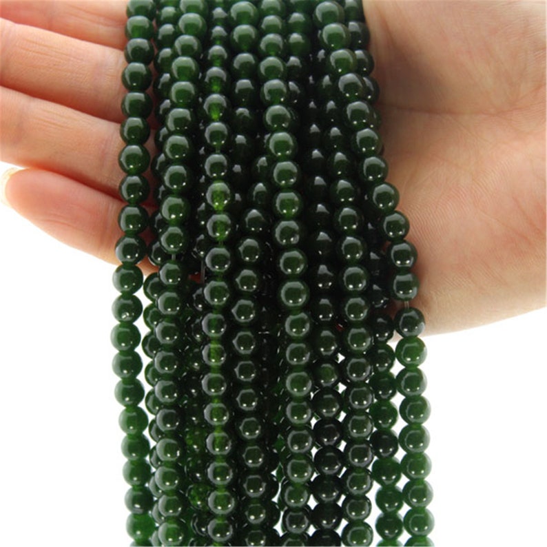 6mm Smooth Round Dark Green Jade Stone Beads Jade Gemstone - Etsy Norway