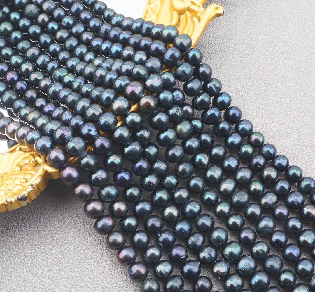 Peacock Black Round Pearl Beads, 8-9mm Pearl Beads, Loose Pearl Beads ...