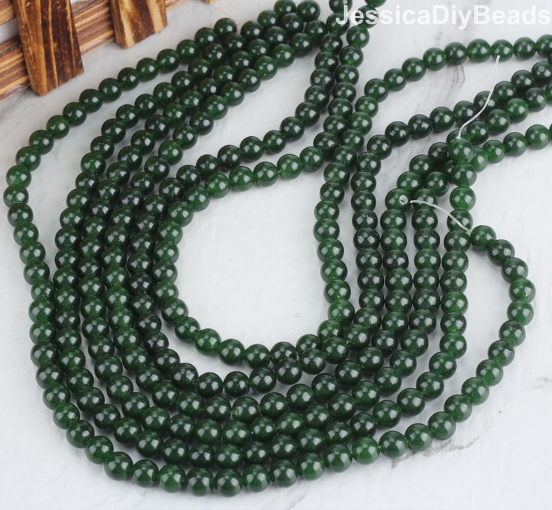 Deep Green Color Malay Jade, 4-12mm Dark Color Beads, for Necklace ...