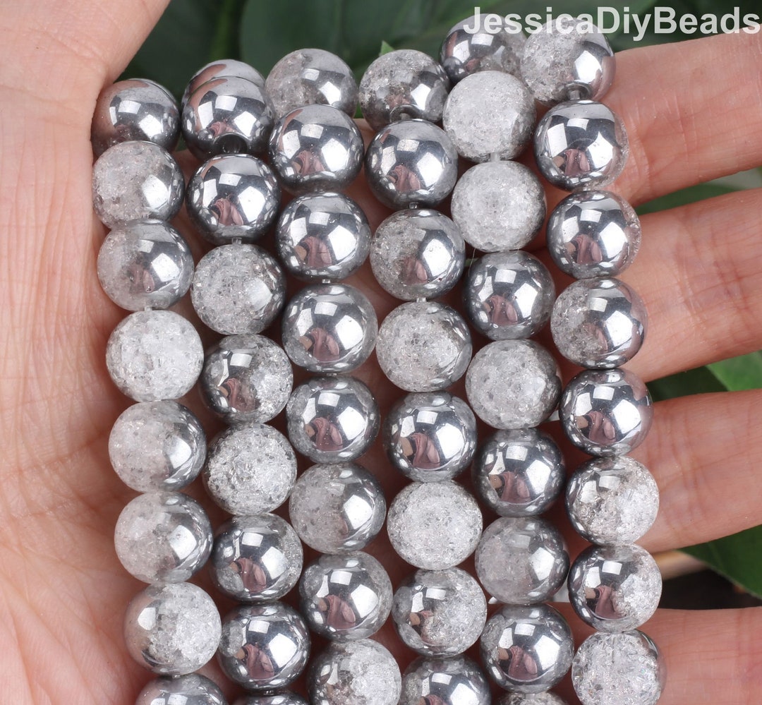 Silver Gray Cracked Crystal Beads, Cracked Style Crystal, 6-12mm Smooth ...