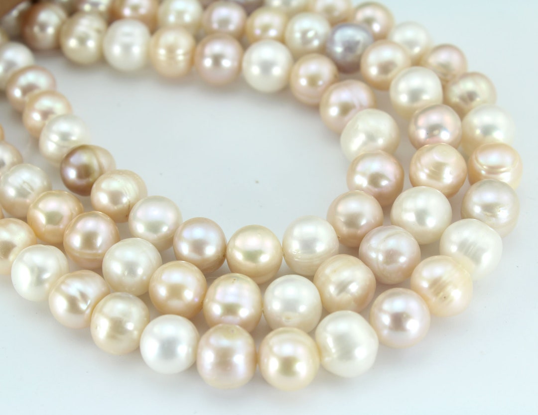 Good Luster Nearly Round Pearls, DIY Jewelry Making, 8-9mm Genuine ...