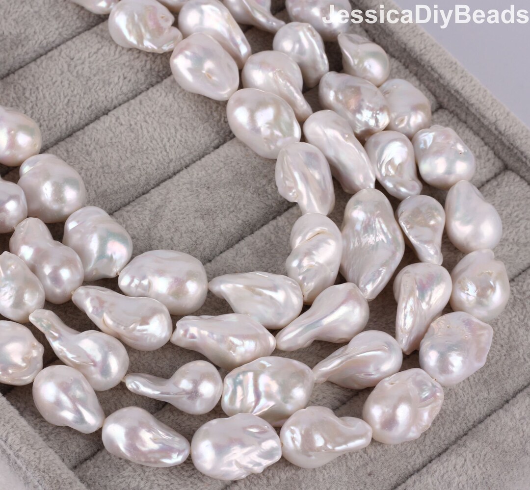 Gorgeous Natural White Large Baroque Fireball Pearls, Teardrop ...