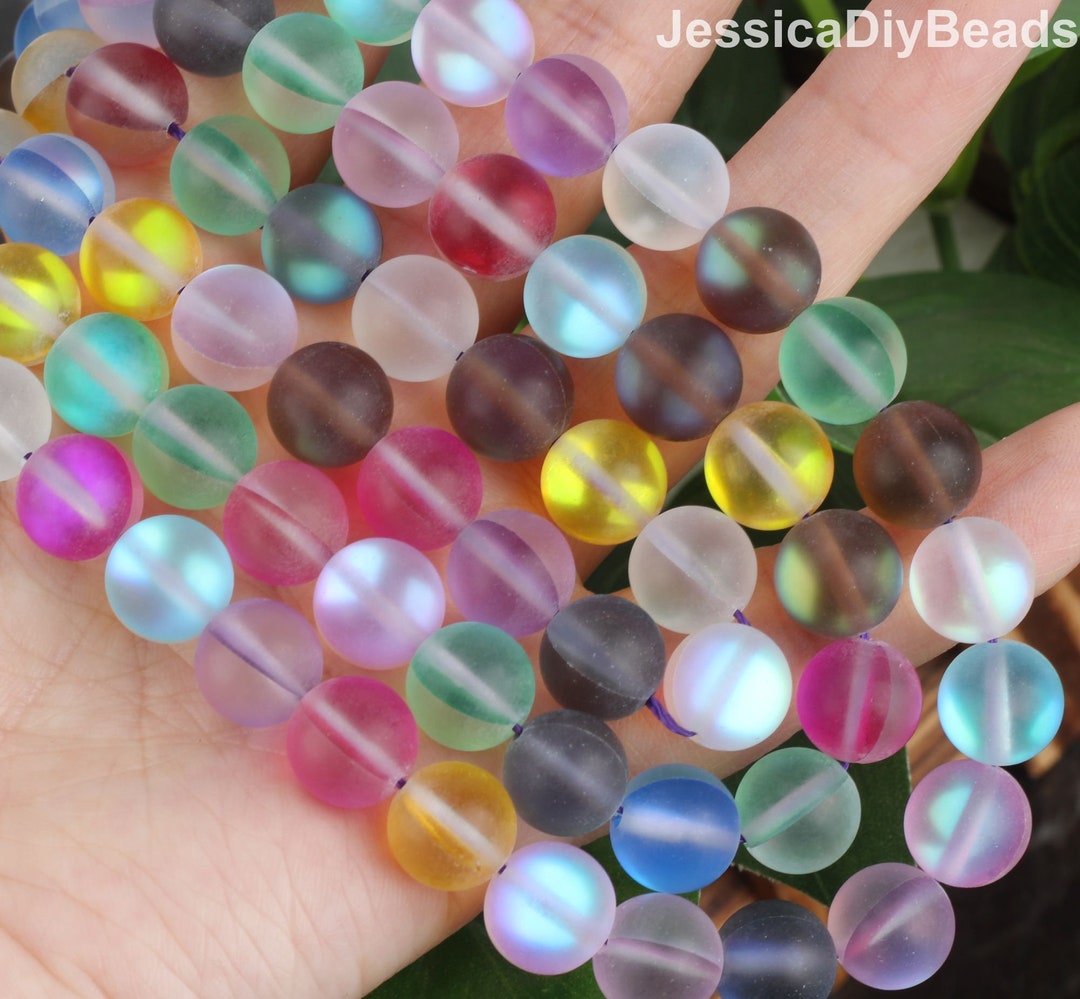 Synthetic Matte Rainbow Color Beads, 6/8/10/12mm Spectrolite Beads ...