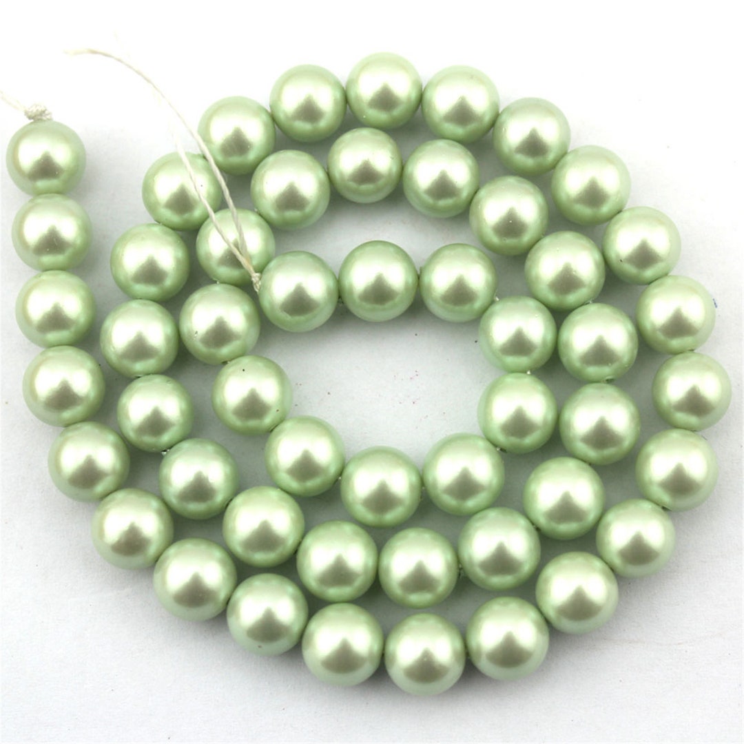 8mm Good Luster Green Round Shell Pearl Beads, Loose Shell Pearl Beads ...