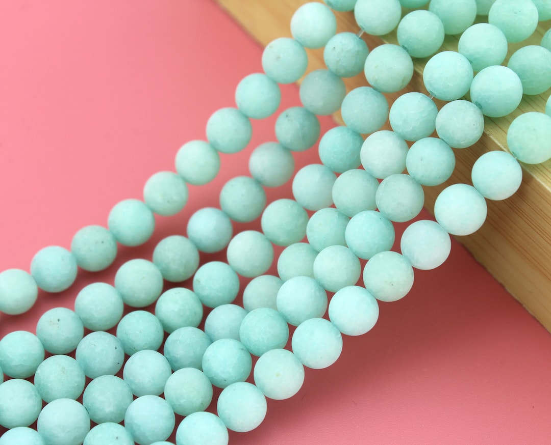 Matte Amazonite Beads, Matte Blue Stone Beads, Light Color Healing ...