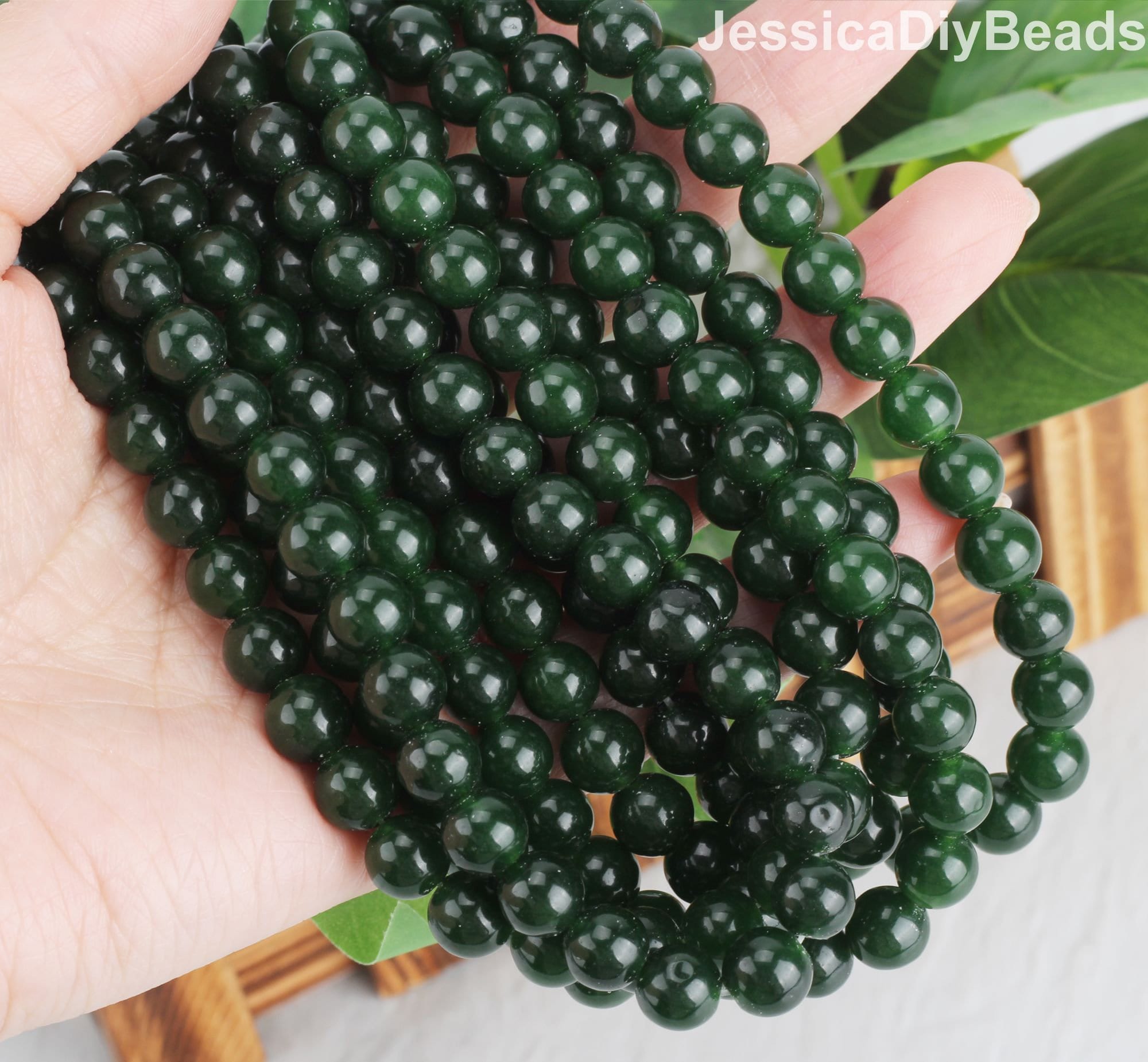 Deep Green Color Malay Jade, 4-12mm Dark Color Beads, for Necklace ...