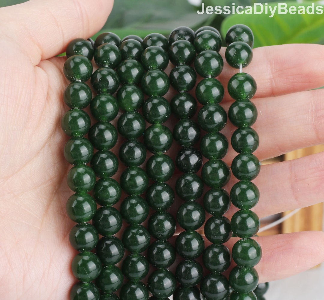 Deep Green Color Malay Jade, 4-12mm Dark Color Beads, for Necklace ...