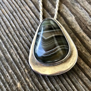 Vintage Sterling Silver Agate Pendant Brooch With Rope Chain - Etsy