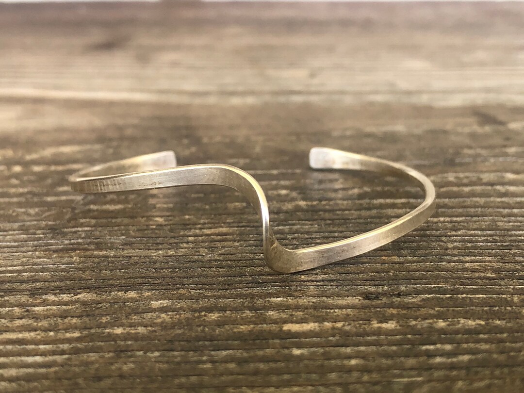 Sterling Silver Wave Cuff Bracelet - Etsy