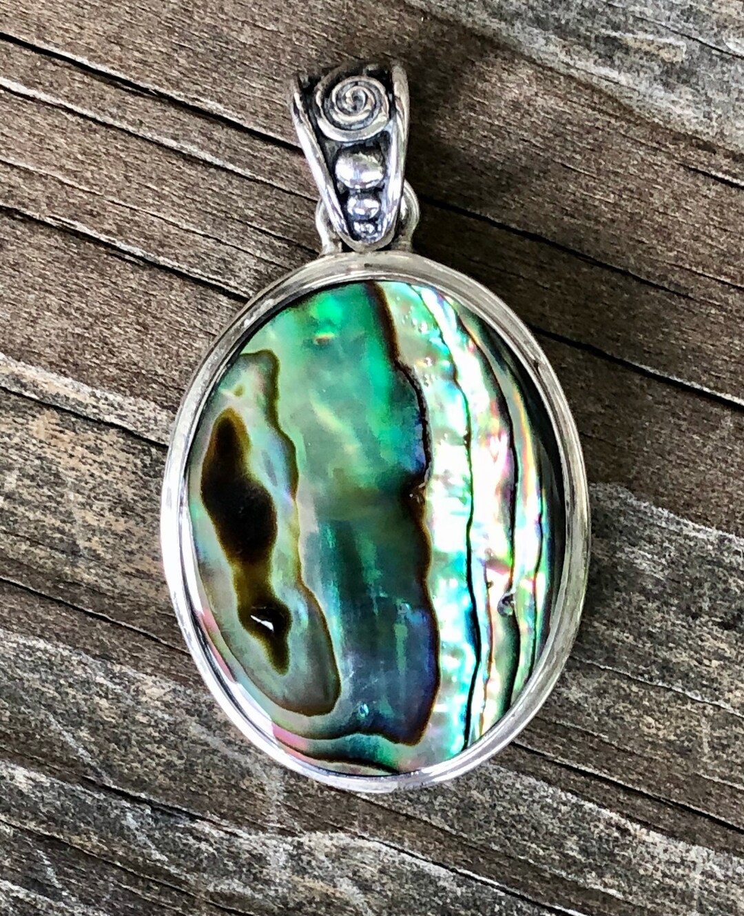 Sterling Silver Abalone Pendant - Etsy