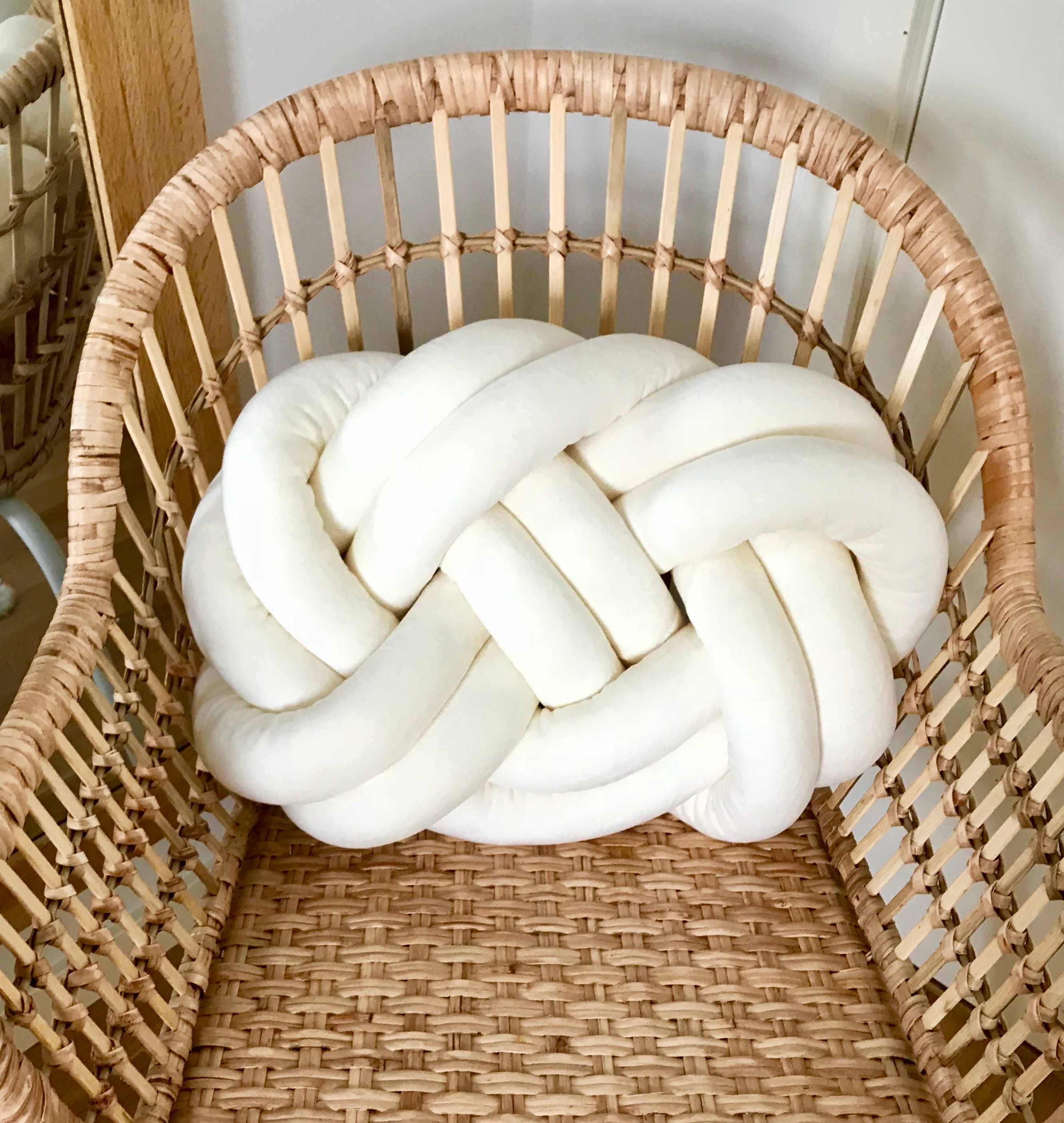 White Ball Knot Cushion Scandinavian Knot Pillow ember | Etsy