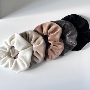 Large Velvet Hair Scrunchies in Neutral Colors, Set of 5 Soft Velvet ...