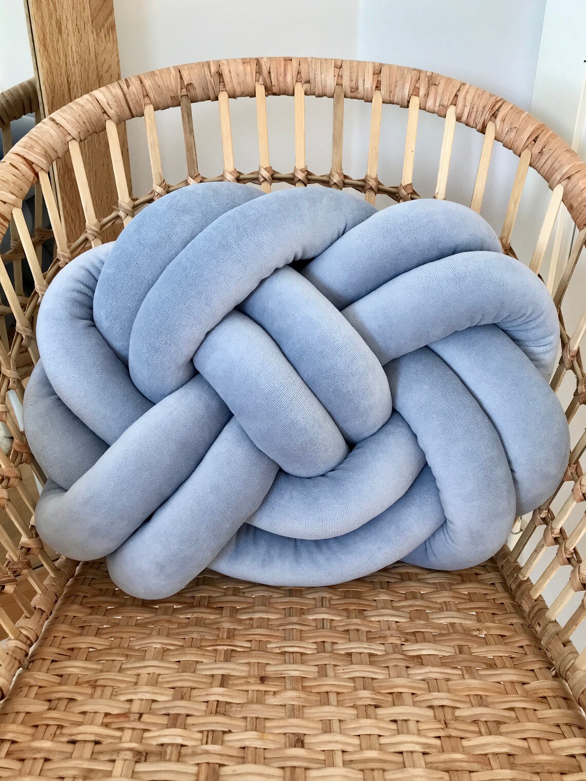 Sky Blue Ball Knot Cushion Scandinavian Knot Pillow ember | Etsy